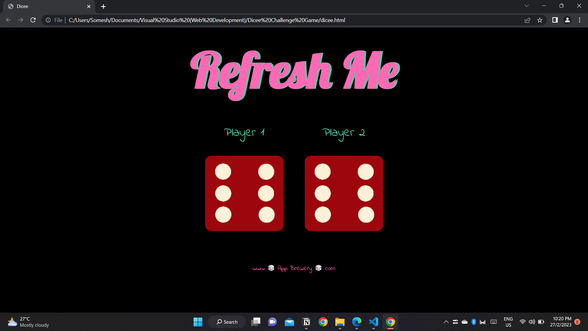 GitHub - CodeWithSomesh/DiceGame: Dice Challange Game