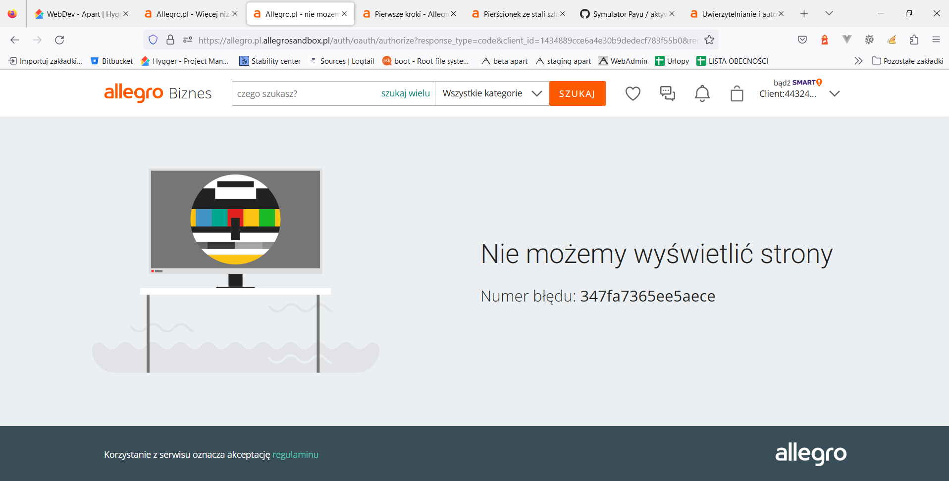 Nie możemy wyświetlić strony Numer błędu: 2cee1292eed9c55b · Issue #6615 · allegro/allegro-api ...