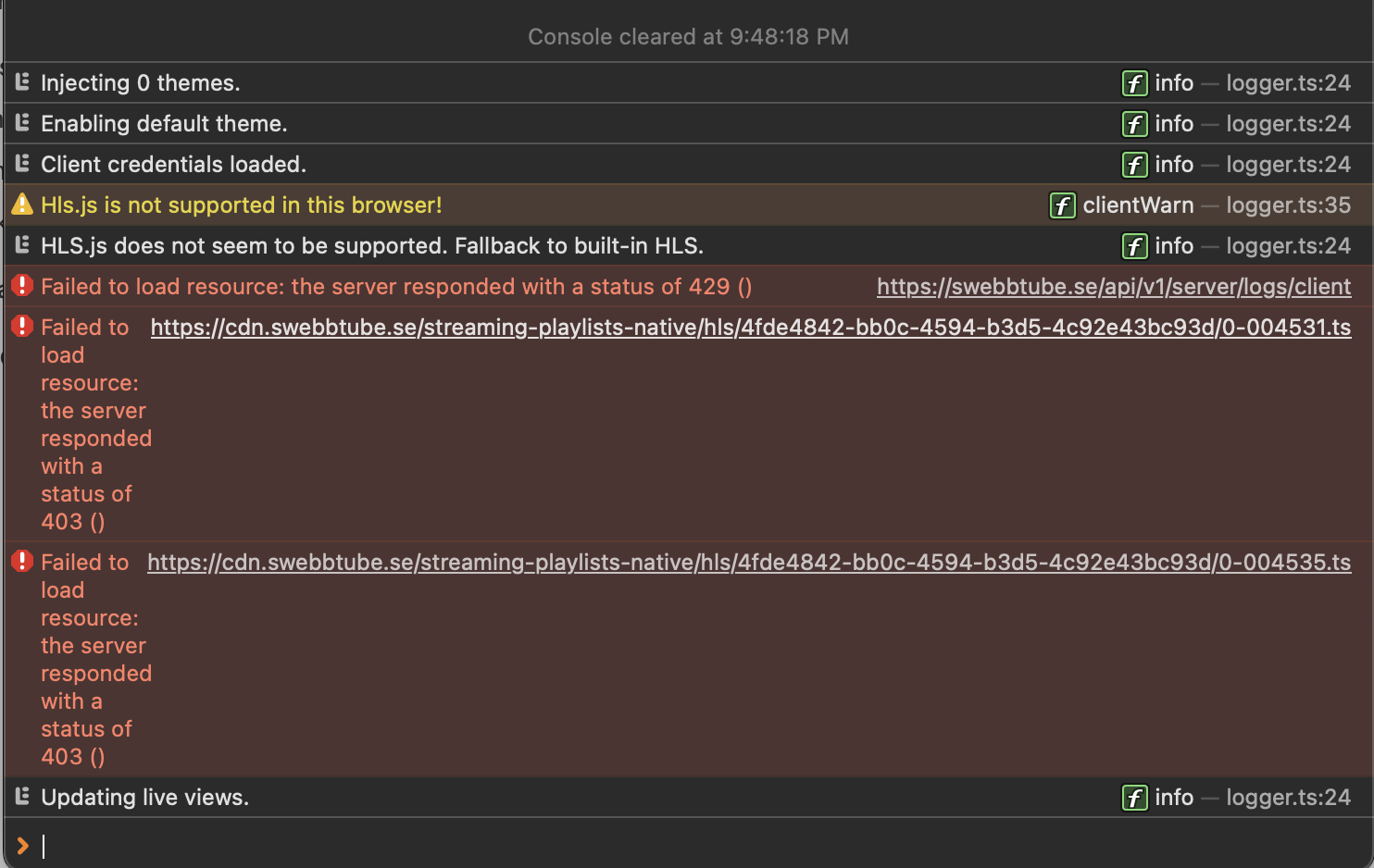 Live Playback Broken on iOS Safari and Chrome · Issue #5745 · Chocobozzz/PeerTube · GitHub