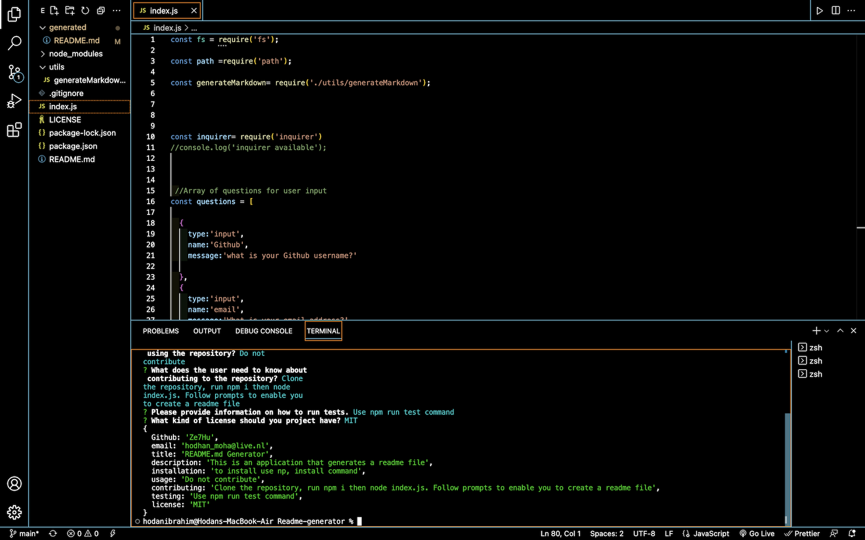 GitHub - Ze7Hu/Readme-generator