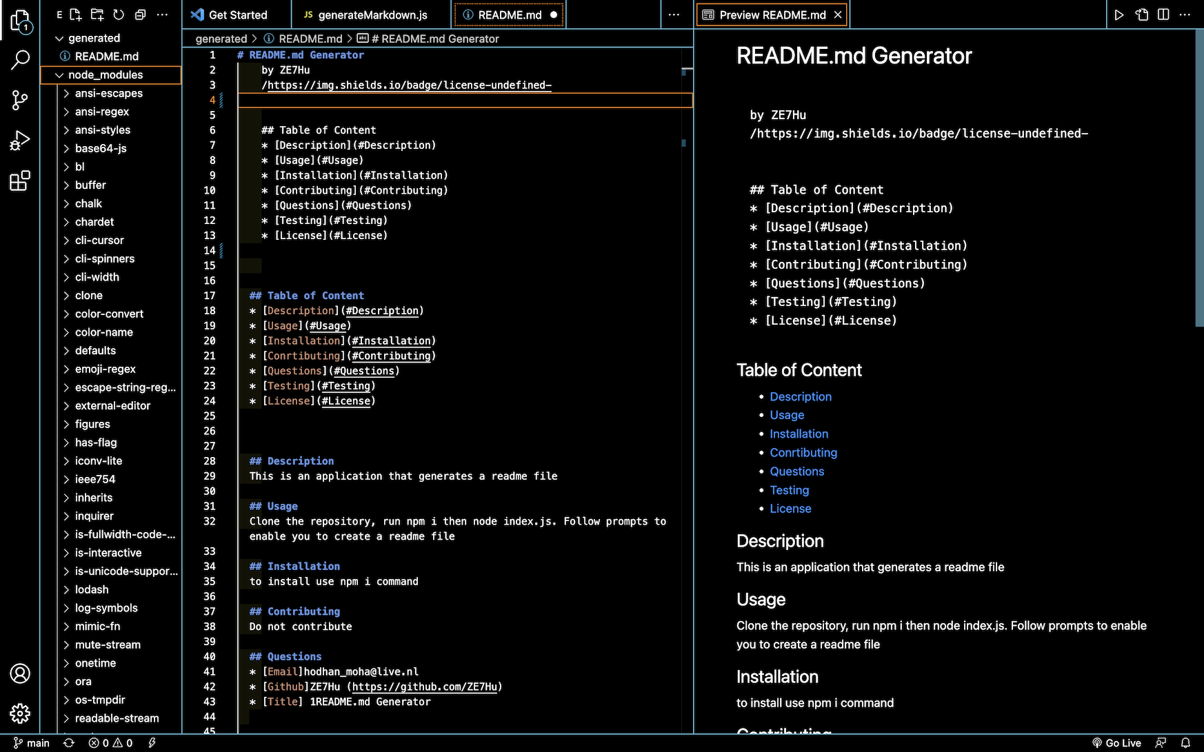 GitHub - Ze7Hu/Readme-generator