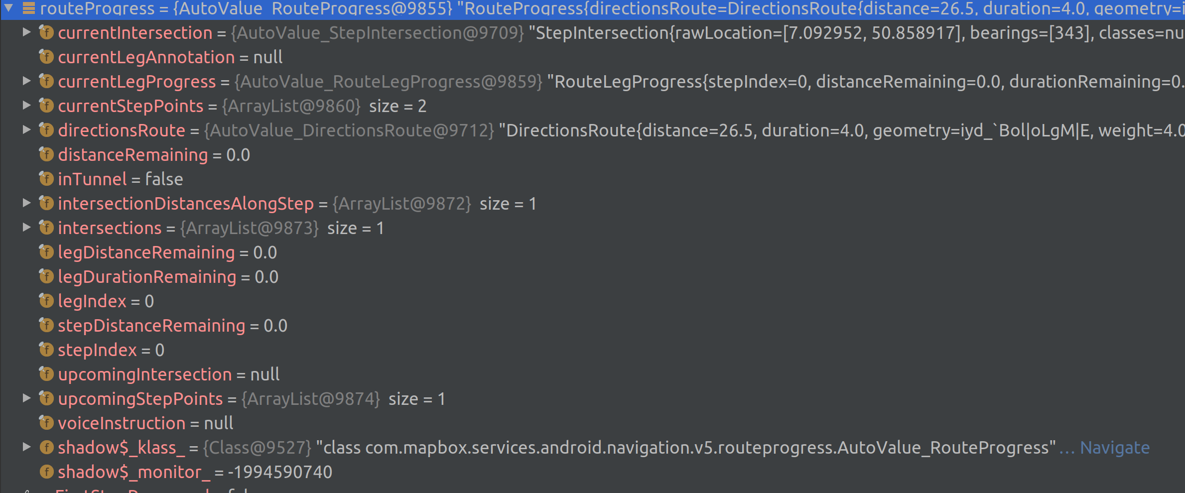routeProgress holding zero-values for distances since update from 19 to ...