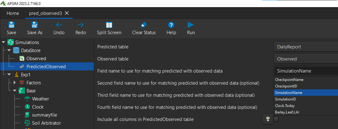 PredictedObserved doesn't show correct key fields · Issue #7841 · APSIMInitiative/ApsimX · GitHub