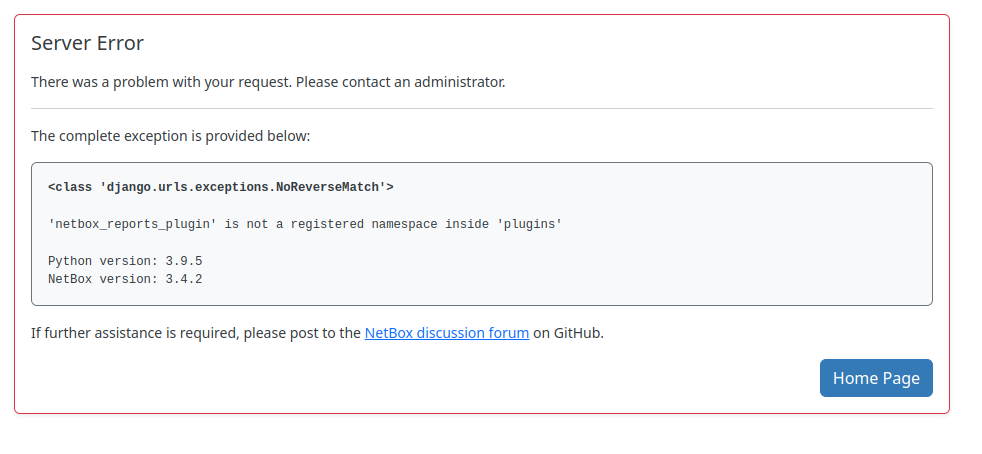 When Installing My Plugin I Get A Noreversematch Exception · Netbox Community Netbox