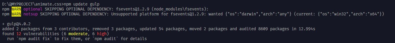 Issue installing with Node v12 (fsevents) · Issue #938 · animate-css/animate.css · GitHub