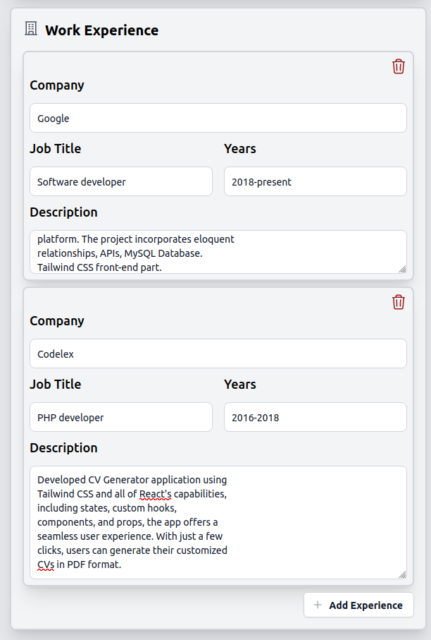 Github Rncs92 React Cv Generator