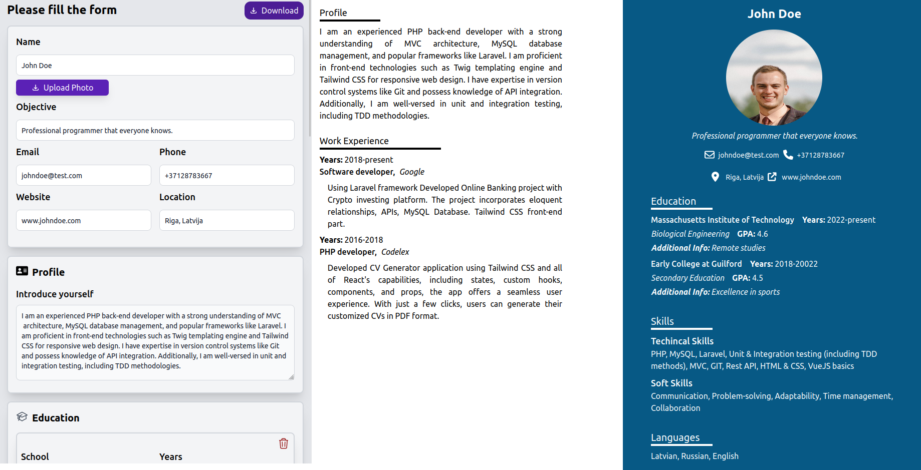 GitHub - rncs92/React-CV-Generator