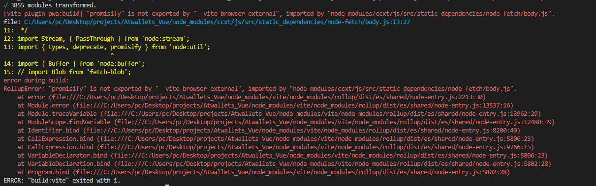 Getting Error When Trying To Build A Vue Project With Ccxt Library · Issue 13836 · Vitejsvite 