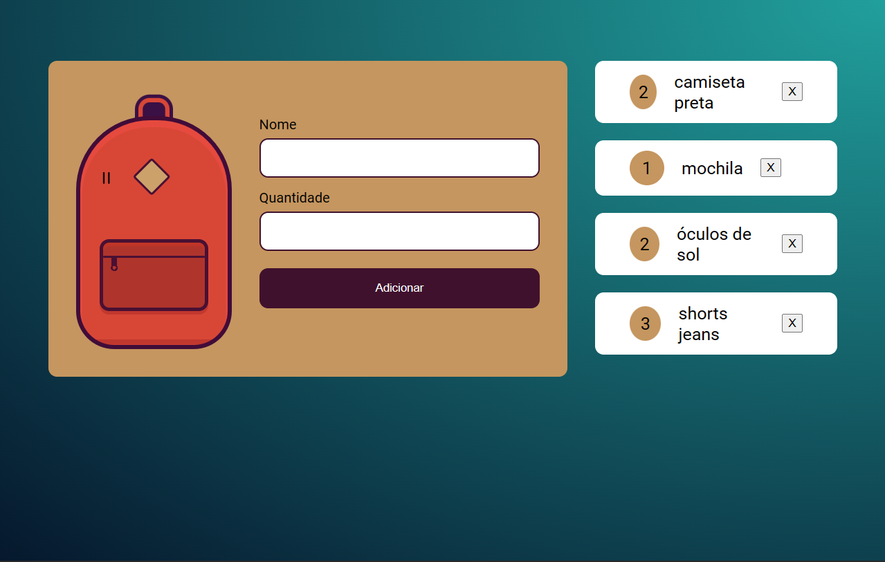 GitHub - weberstefani/mochila-de-viagem