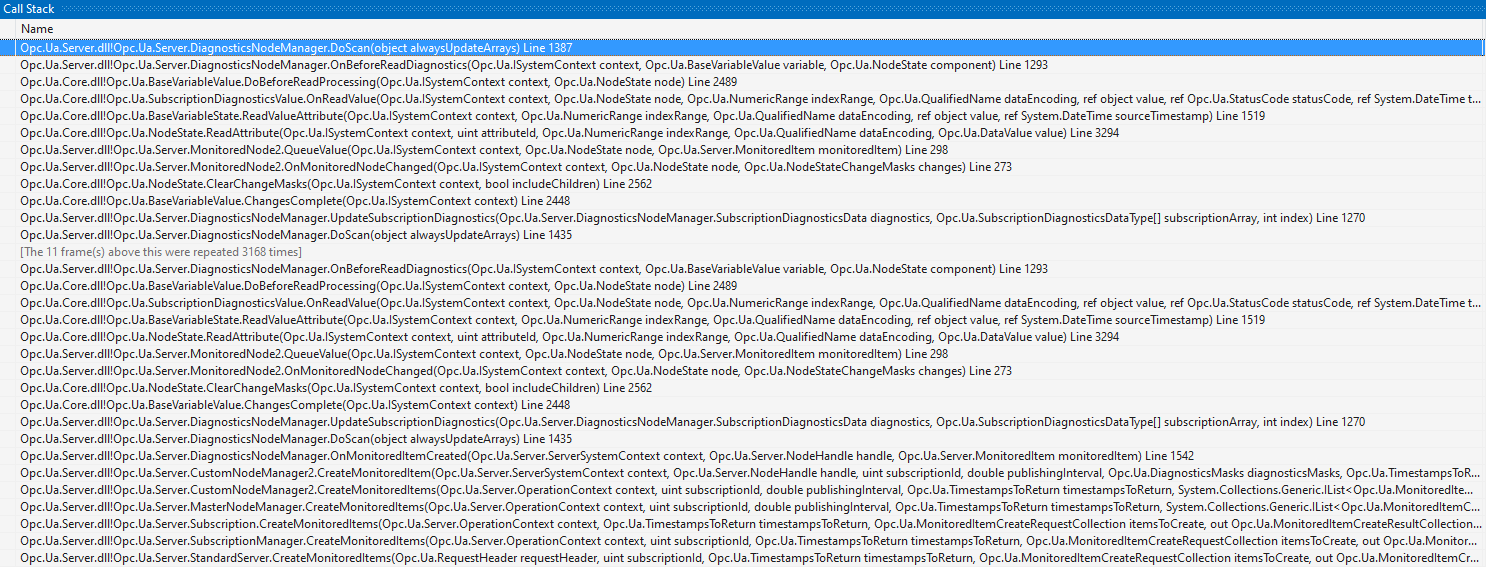 Stack overflow when subscribing to server diagnostic nodes · Issue #2059 · OPCFoundation/UA ...