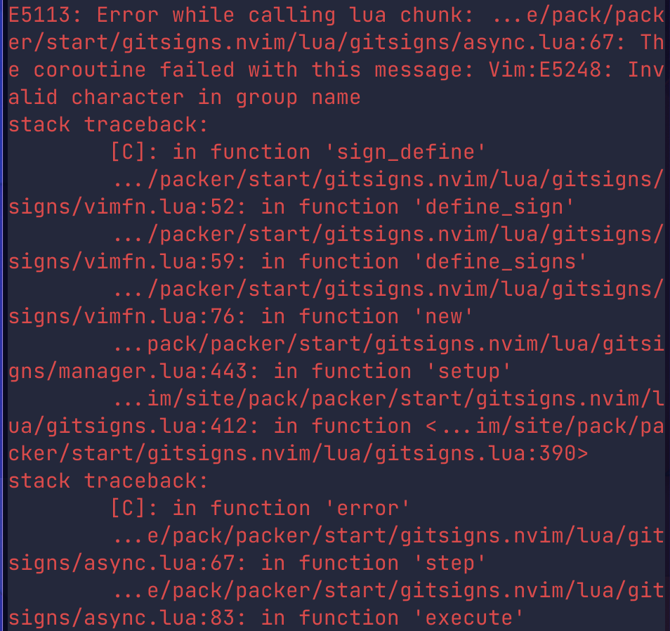 Invalid character in group name in function 'sign_define' · Issue #649 · lewis6991/gitsigns.nvim ...