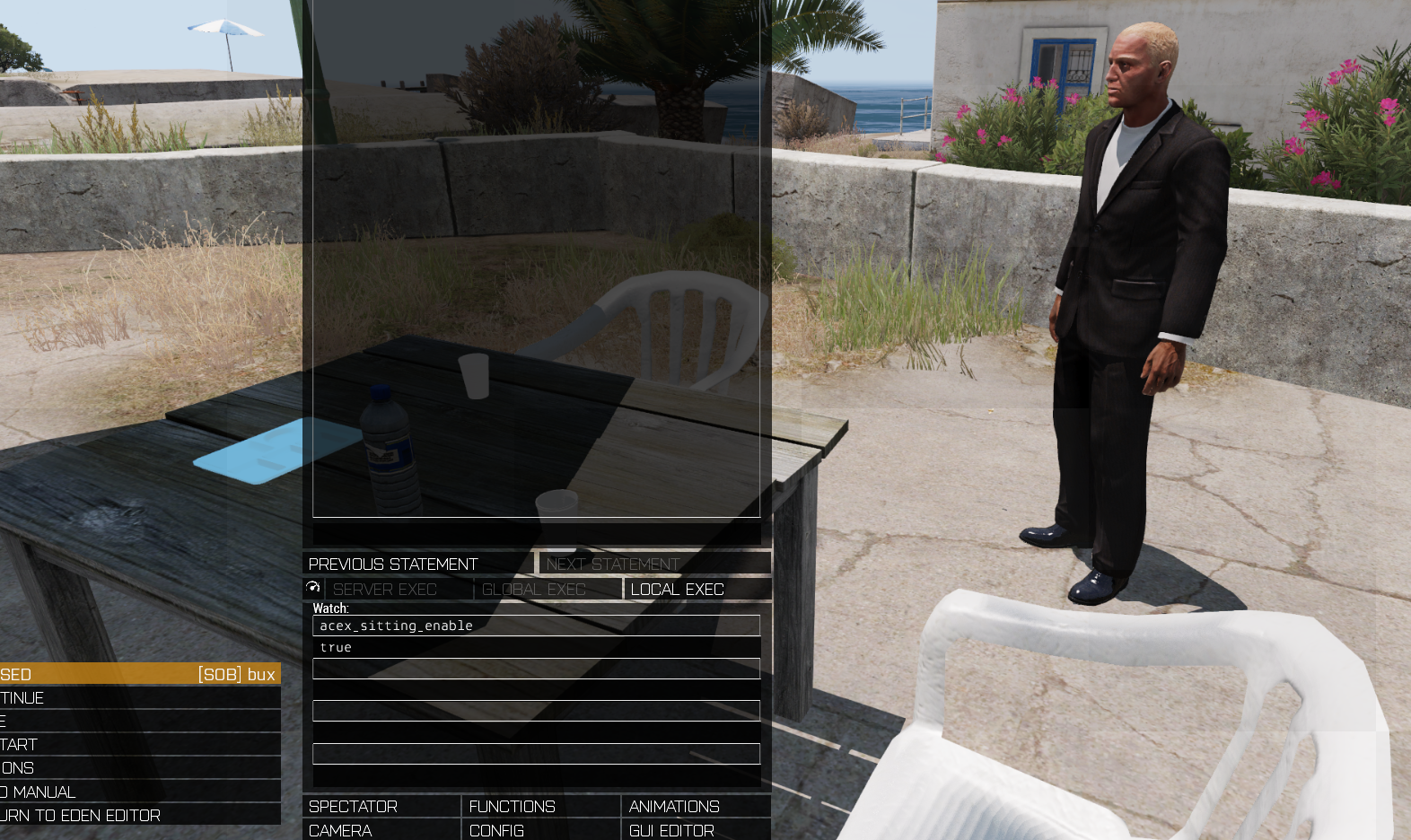 ACE Sitting - No option to sit in interaction menu available and error ...