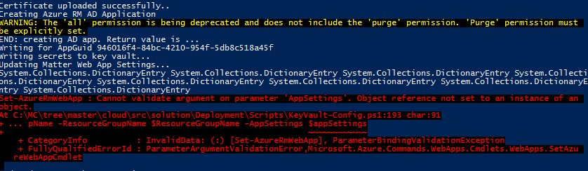 Step 7 deployment error: Set-AzureRmWebApp : Cannot validate argument on parameter · Issue #750 ...