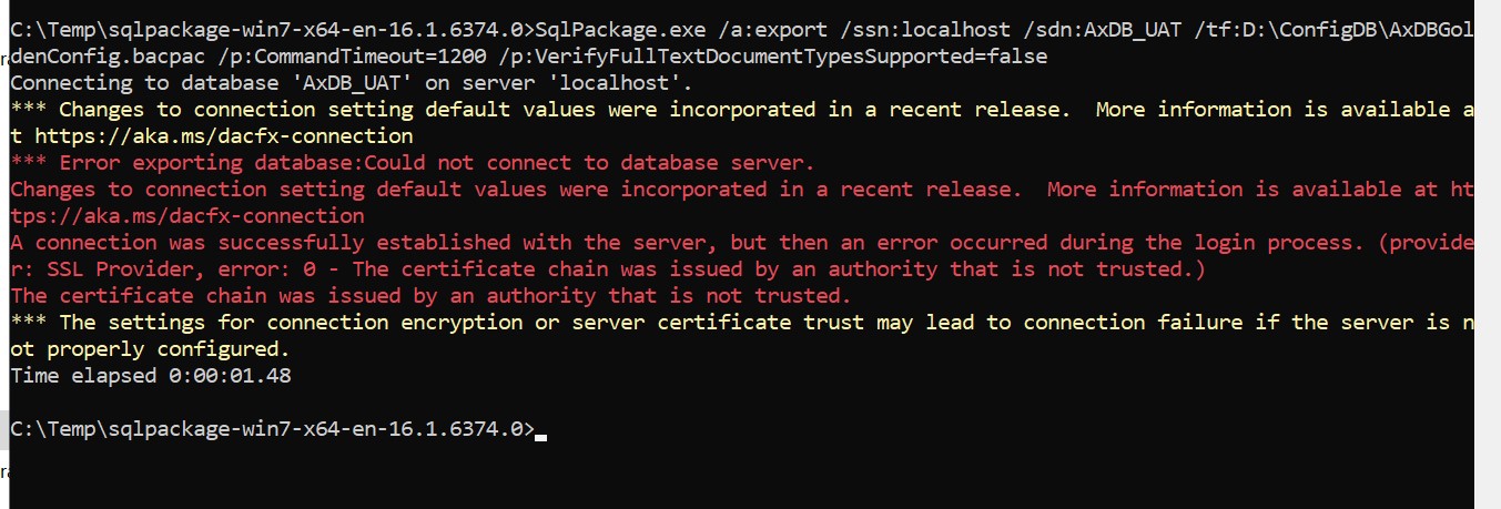 Unable To Export Database Using Last 16163740 Sqlpackage · Issue 208 · Microsoftdacfx · Github