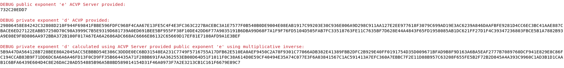 RSA Decryption Primitive sp800-56Br2 Standard/CRT Calculations, Issue with inconsistency across ...