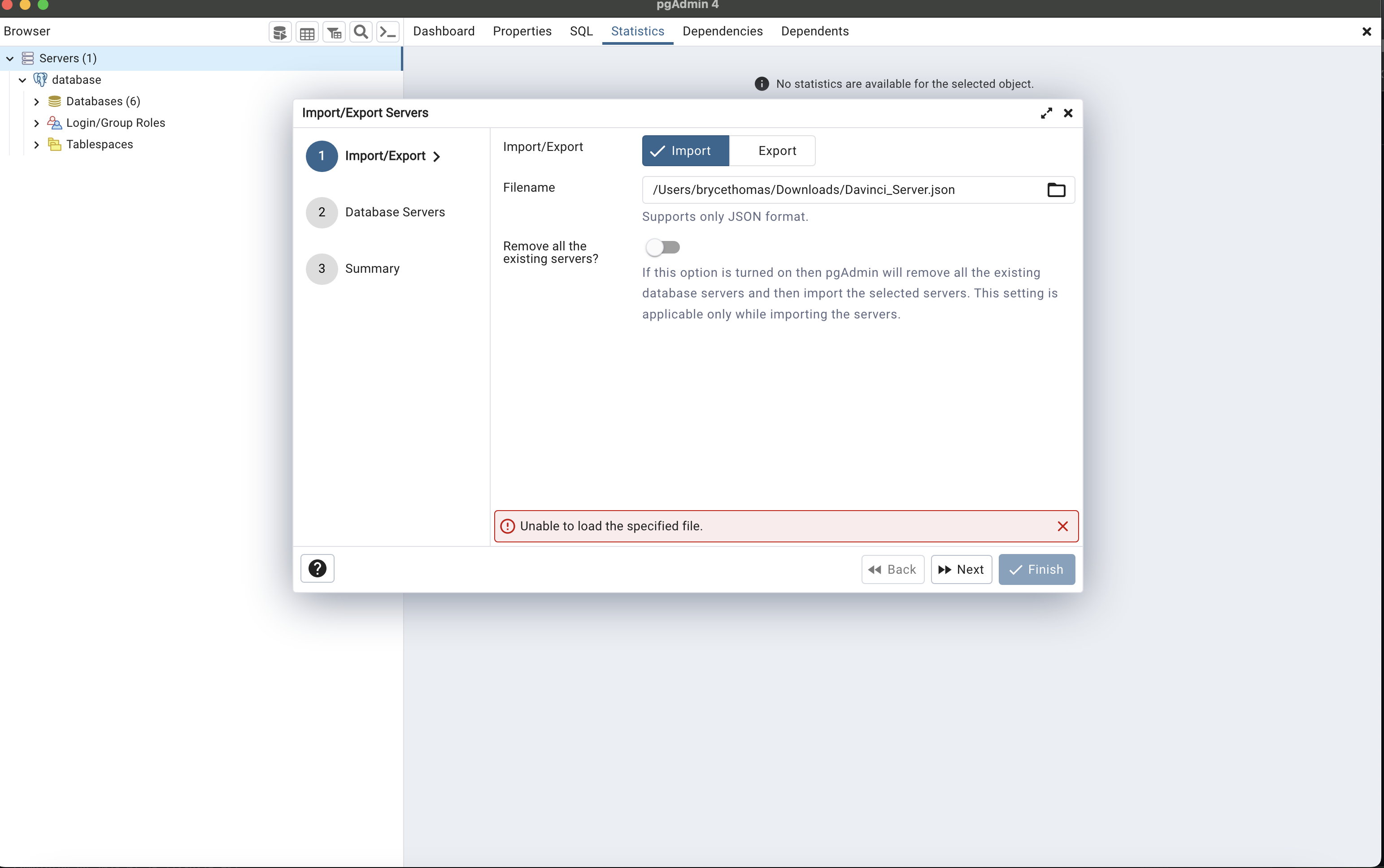Cannot Import Servers Unable To Load The Specified File · Issue 5783 · Pgadmin Org Pgadmin4