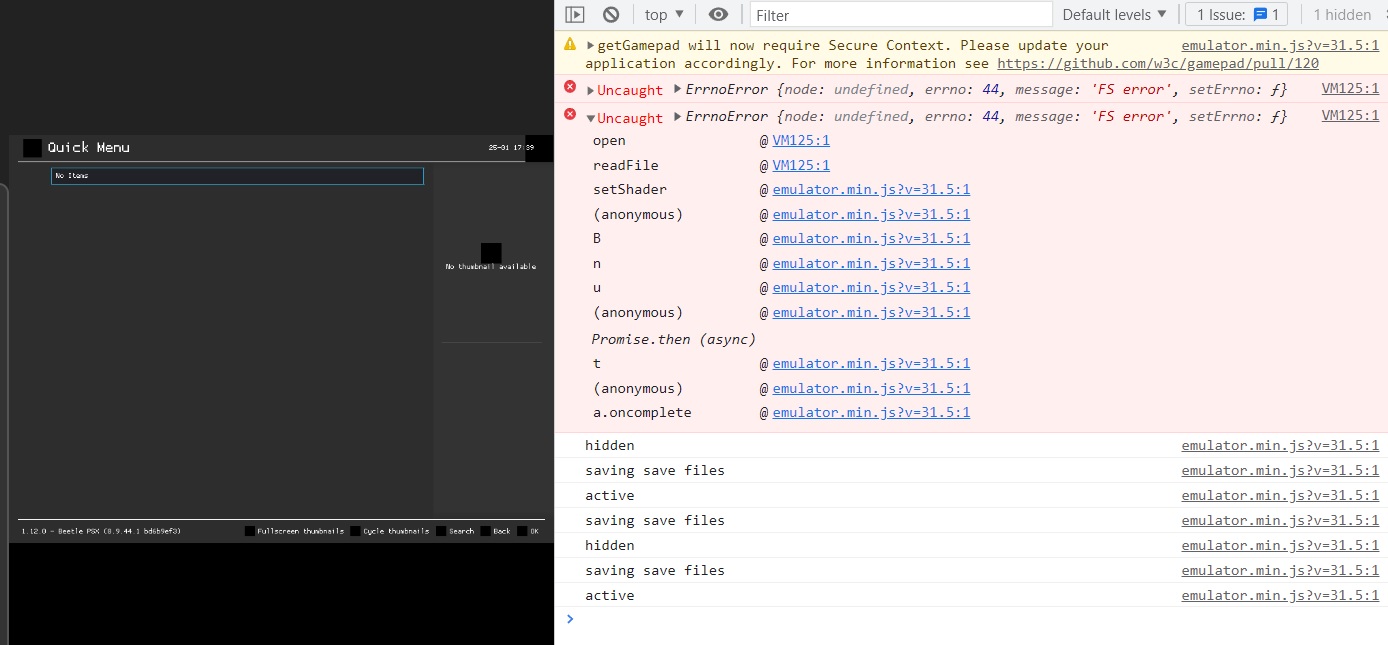 Playstation system content failing to load · Issue #473 · EmulatorJS/EmulatorJS · GitHub