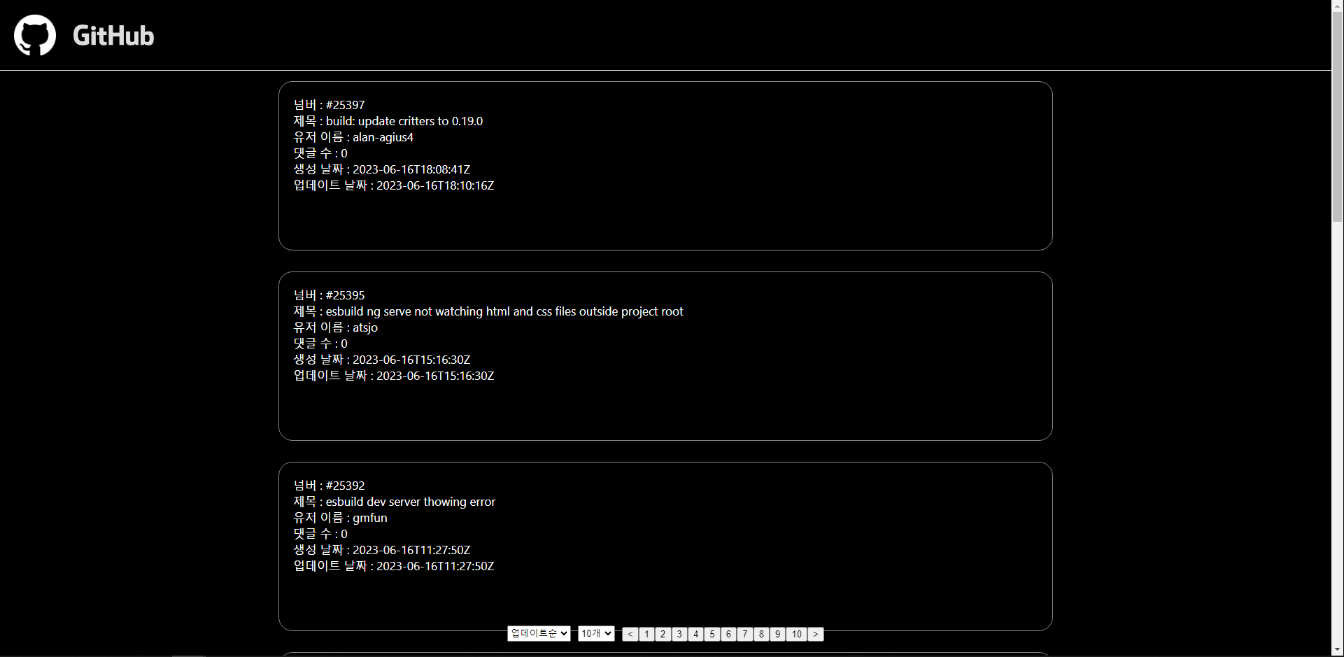 GitHub - KIT-Frontend-Team1/pair2-Git-Issue-Project