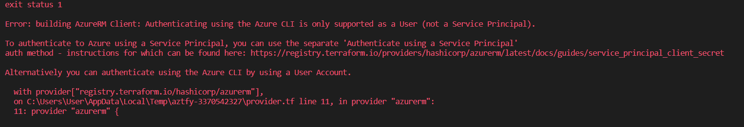 Import Terrafy Isnt Working Authenticating Using The Azure Cli Is Only Supported As A User 4796