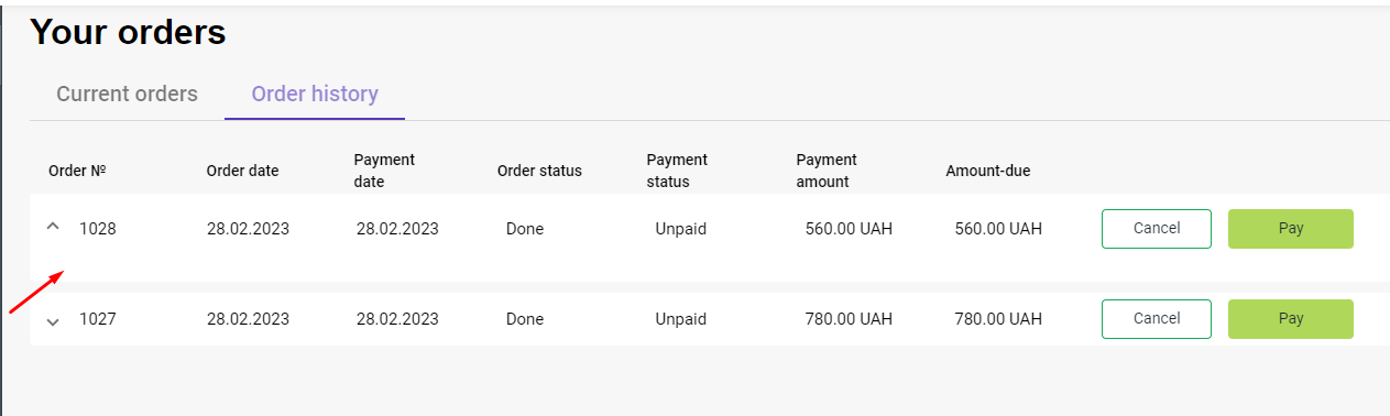 [UBS.Personal cabinet] The expanded order details table isn`t displayed after clicking on arrow ...