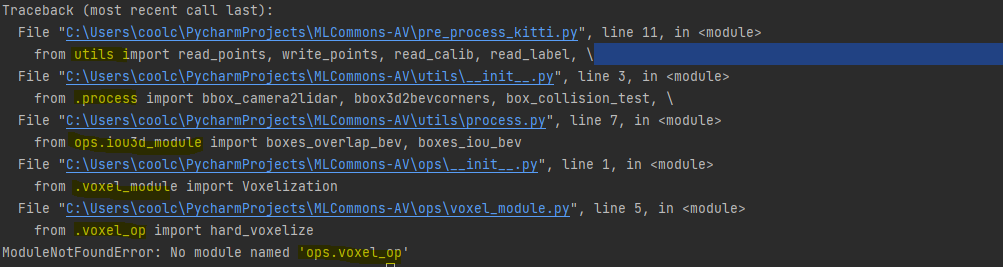 ModuleNotFoundError: No module named 'ops.voxel_op' · Issue #49 · zhulf0804/PointPillars · GitHub