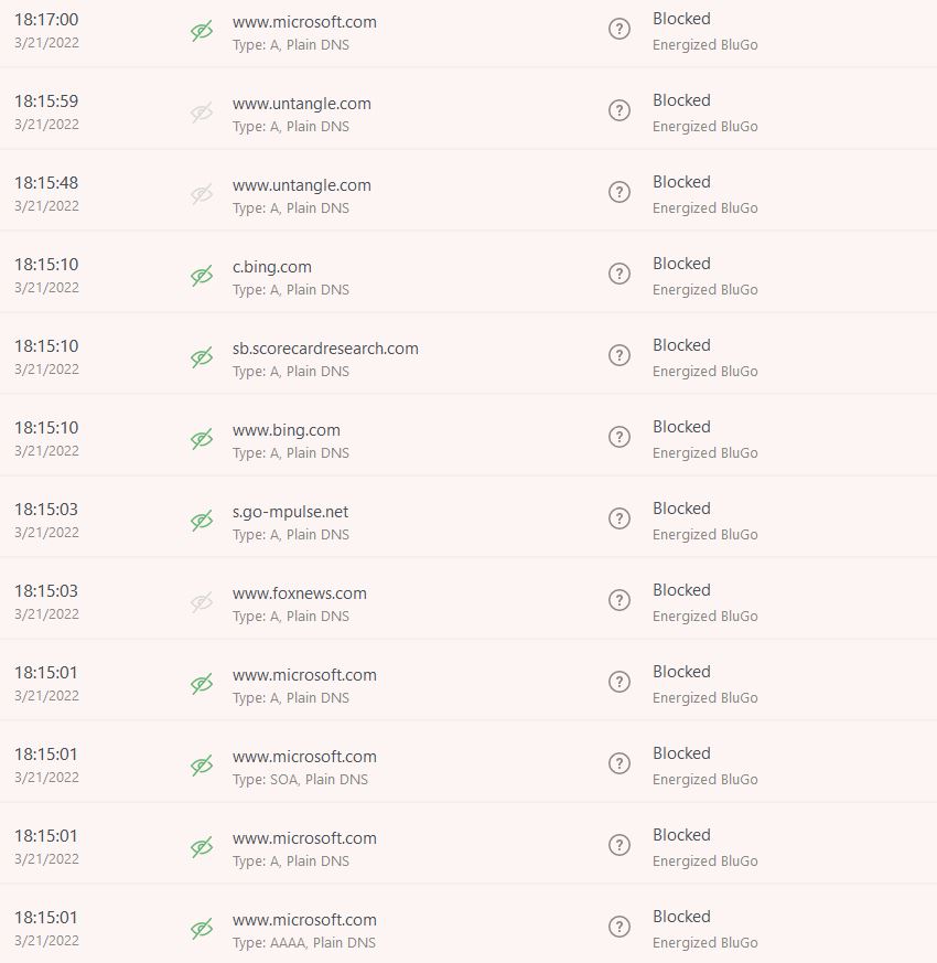 BluGo blocking multiple essential websites (Untangle, Microsoft, Google ...