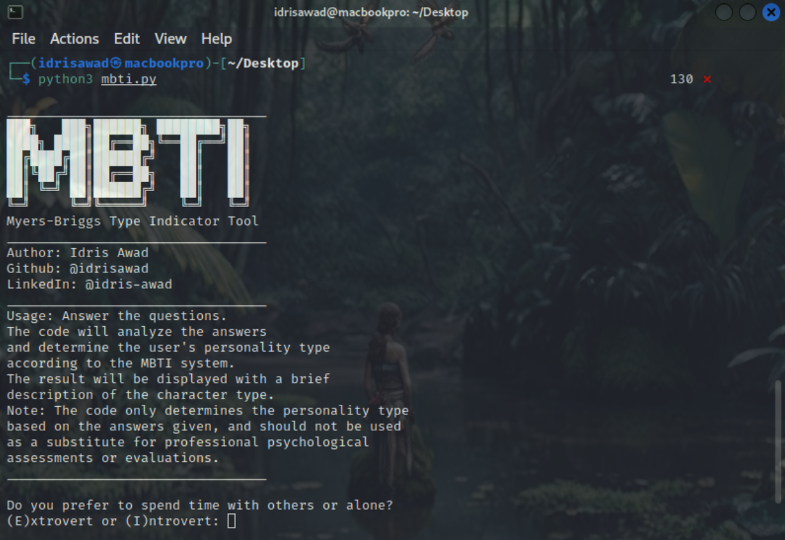 GitHub - idrisawad/Myers-Briggs_Type_Indicator-MBTI: This code will ask all the questions from ...