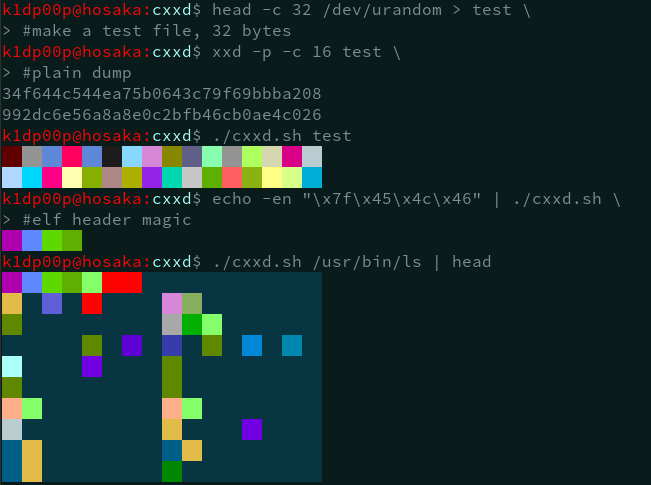 GitHub - k1dp00p/cxxd: make a colored hexdump by mapping single-byte values to 256 colors