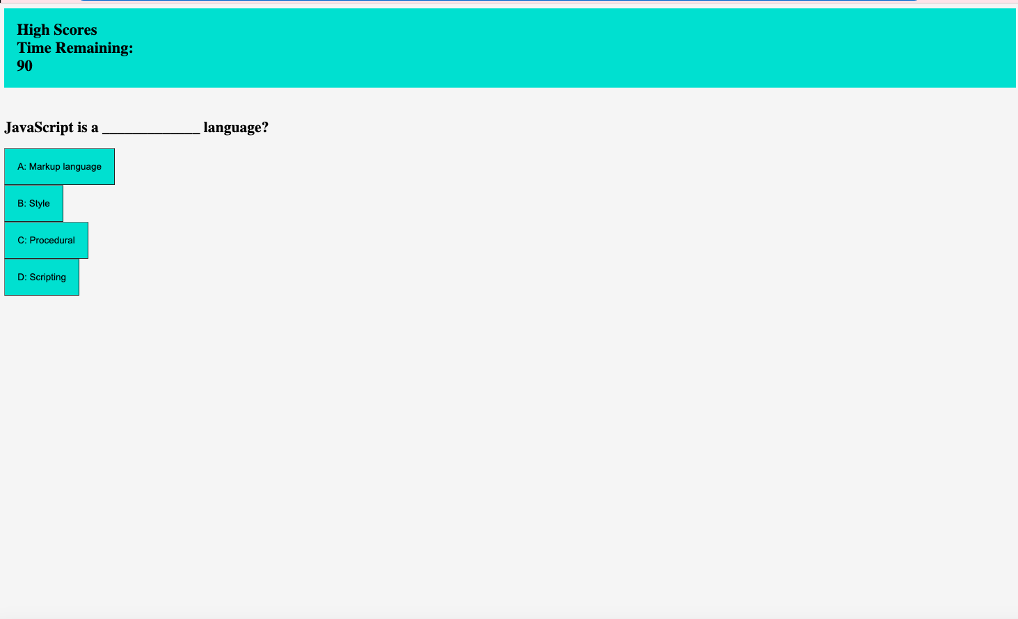 Github Yaneyalvaradojavascript Wizard A Timed Quiz Based On Javascript Fundamentals