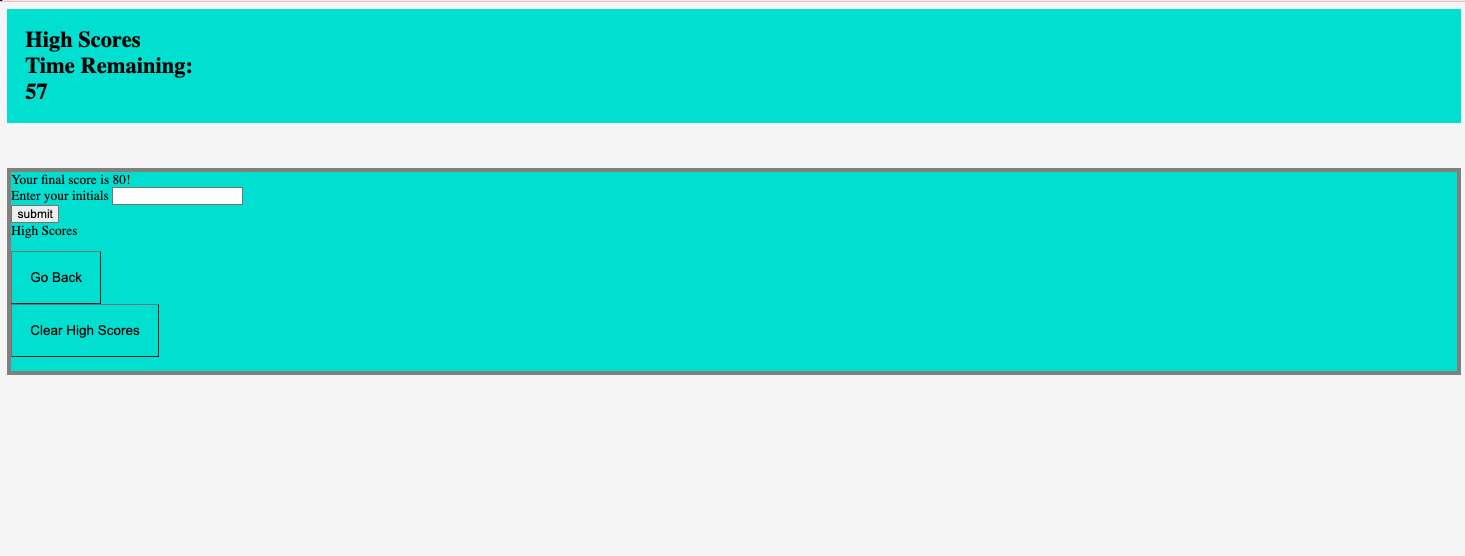 GitHub - yaneyalvarado/JavaScript-Wizard: A timed quiz based on JavaScript fundamentals.