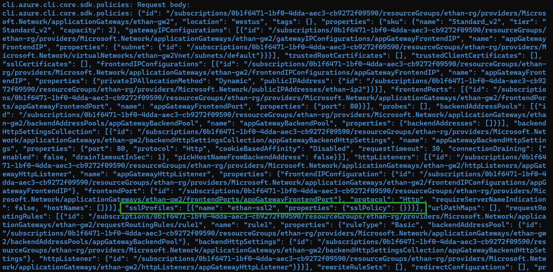 az network application-gateway ssl-profile add adds a default ssl-policy even though none was ...