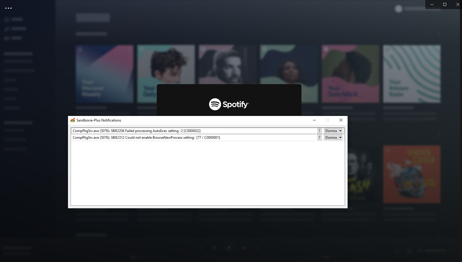 Spotify crashes on launch when sandboxed · Issue #2035 · sandboxie-plus/Sandboxie · GitHub