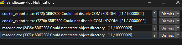 [1.4.2] Errors when opening MS Edge in blue/cyan/green sandboxes ...