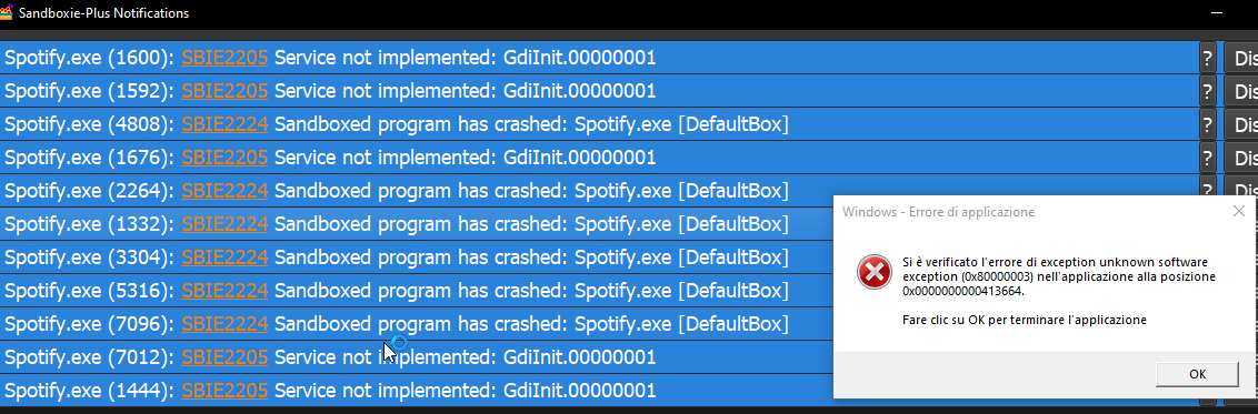Spotify program crashed with BreakoutProcess=Spotify.exe · Issue #3032 · sandboxie-plus ...