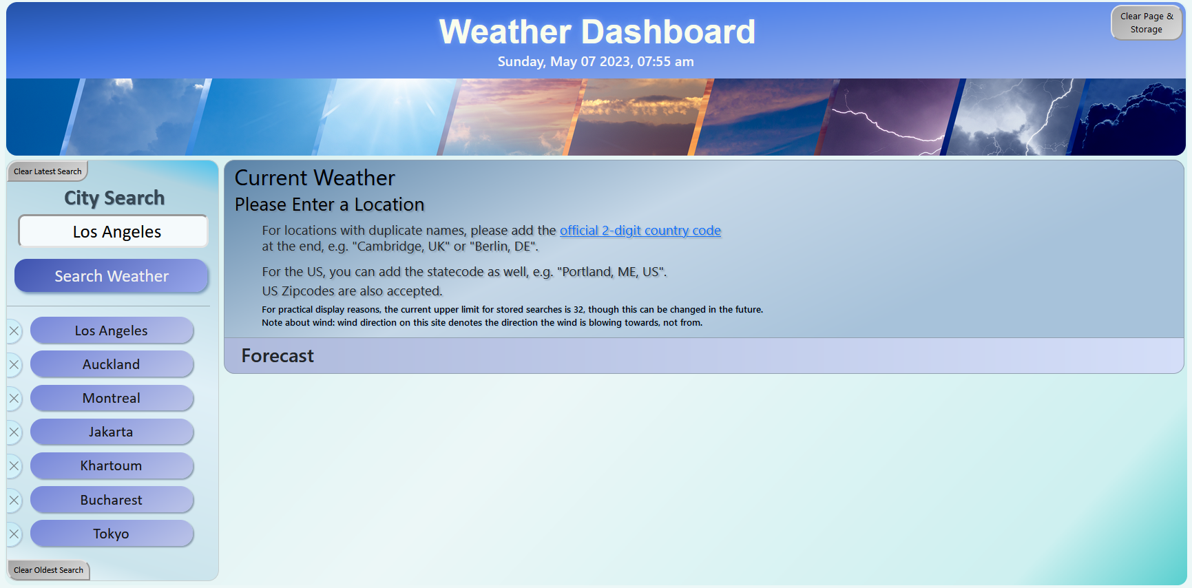 GitHub - DanielFMcKay/Weather-Dashboard: a weather app for displaying ...