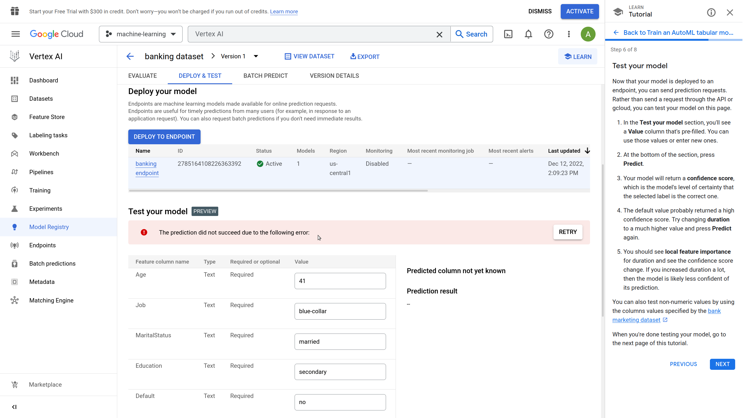 "The prediction did not succeed due to the following error". No error specified. · Issue #1332 ...