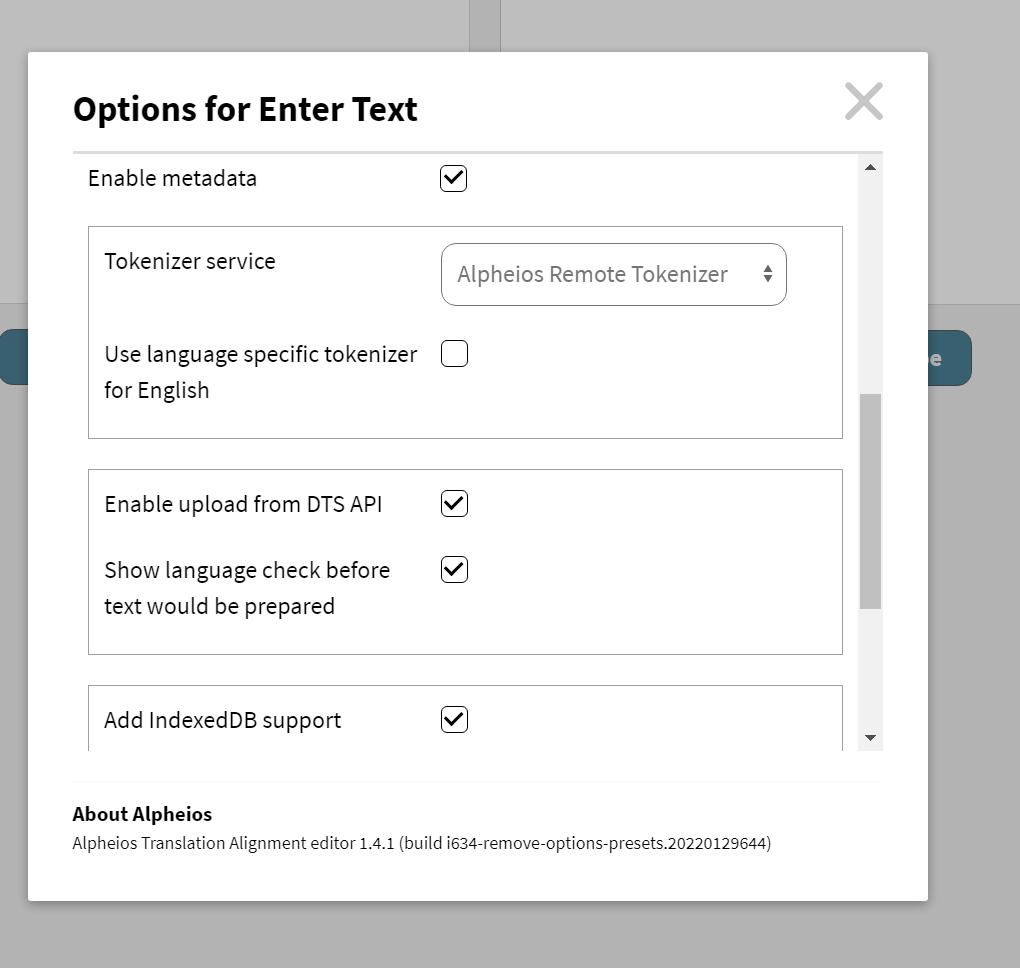 Remove option's presets · Issue #634 · alpheios-project/alignment-editor-new · GitHub