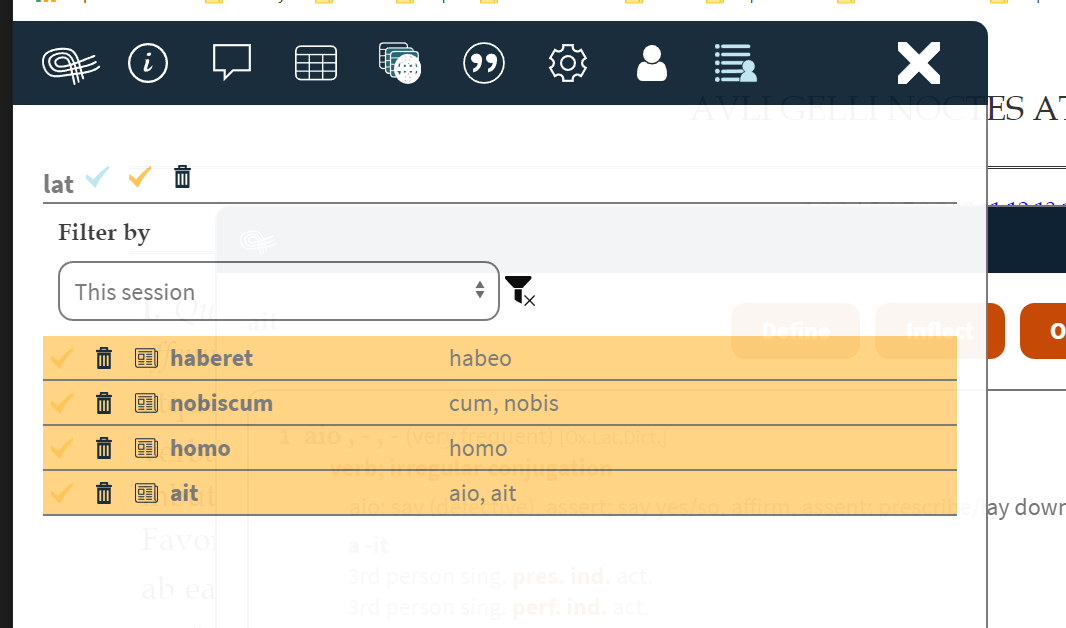 wordlist: filter to current session · Issue #418 · alpheios-project/components · GitHub