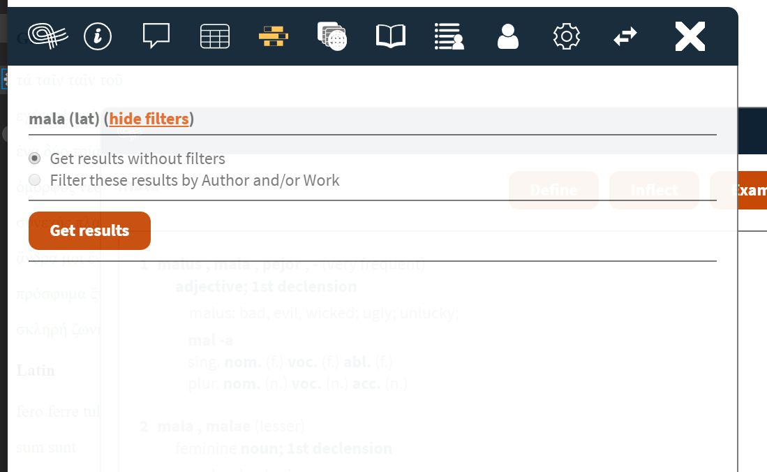 usage examples - hide filters also hides get results · Issue #558 · alpheios-project/components ...