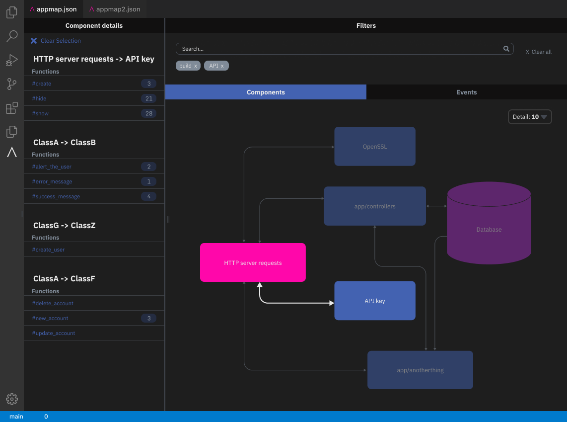 Selecting a connection between nodes will show a list of classes associated with it · Issue #75 ...