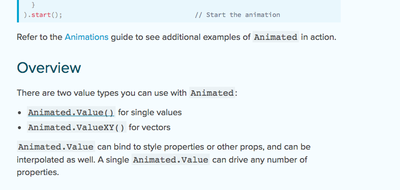 Missing Docs for Animated.ValueXY instances · Issue #16967 · facebook/react-native · GitHub
