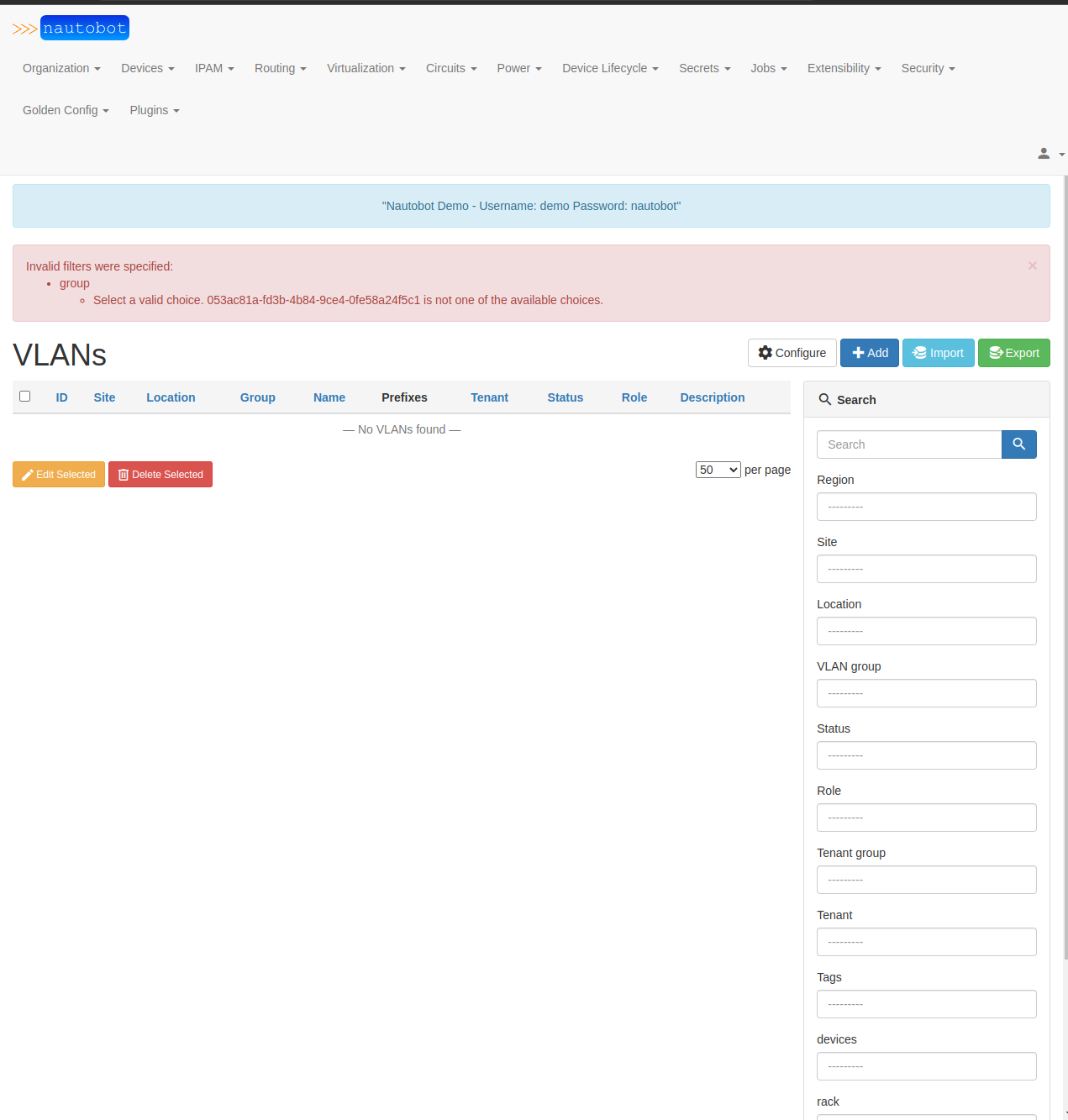 Invalid Link at VLAN Group · Issue #2573 · nautobot/nautobot · GitHub