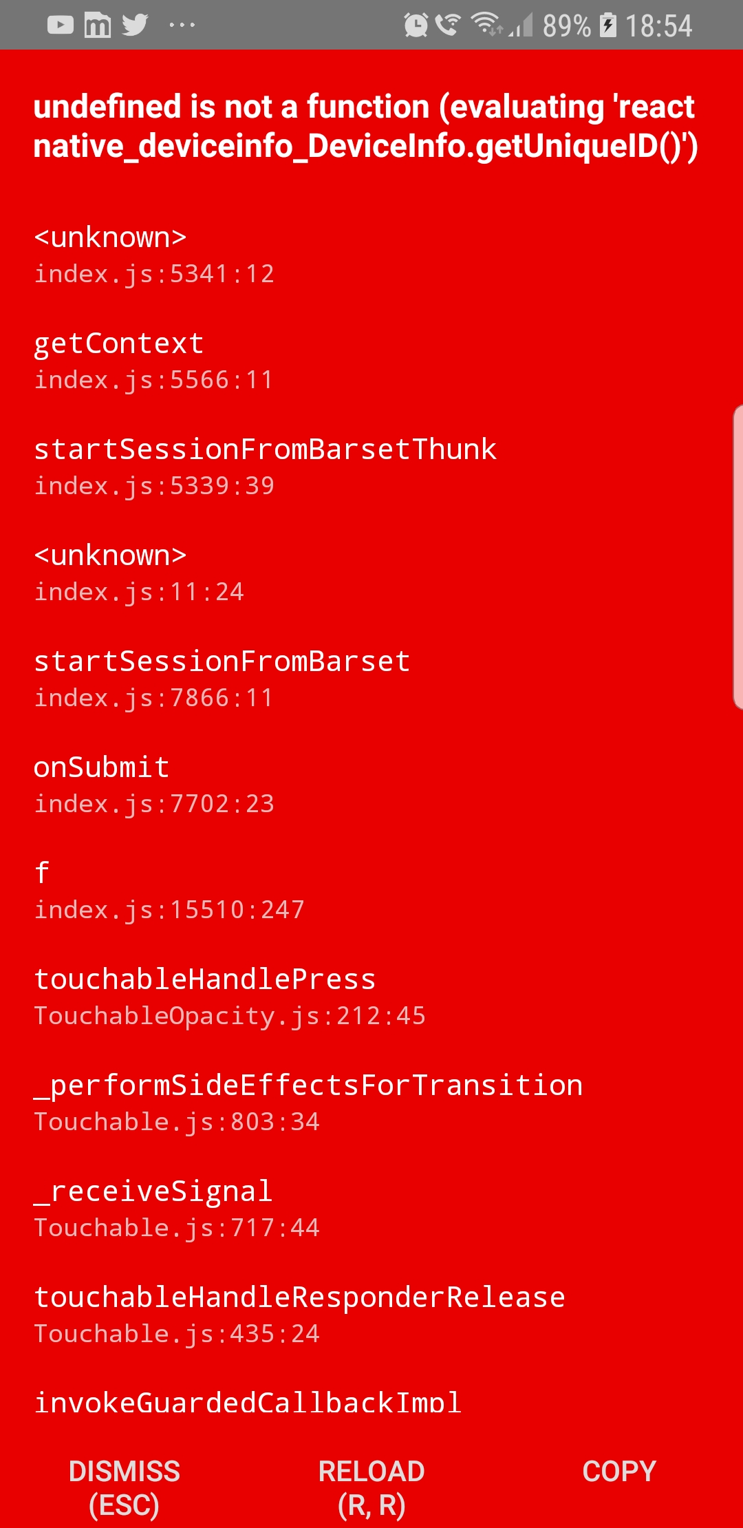 Undefined Is Not A Function Evaluating Deviceinfogetuniqueid · Issue 490 · React