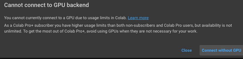 Colab Pro + limit issue · Issue #2242 · googlecolab/colabtools · GitHub