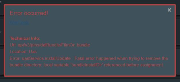 UAS and delete of unknown bundle · Issue #387 · ukdtom/WebTools.bundle · GitHub