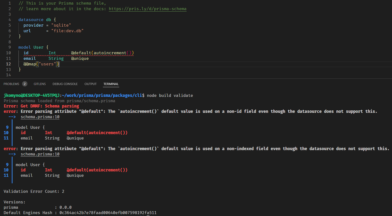 Schema Parsing/Validation error should include CLI version · Issue #11908 · prisma/prisma · GitHub