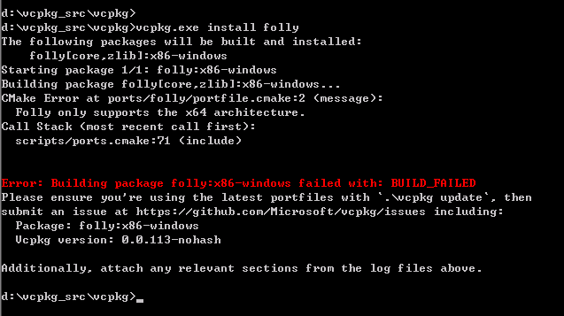 Can Not Install Folly Package I See Folly Only Support X64 · Issue 4313 · Microsoft Vcpkg