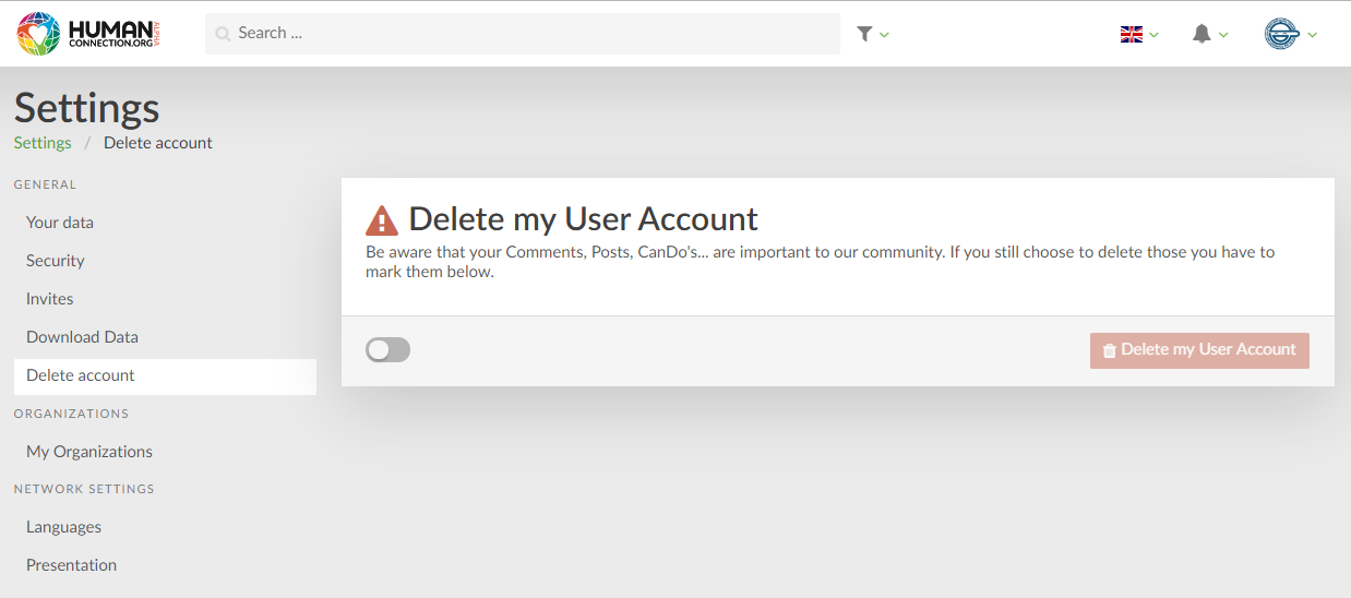 🚀 [Feature] UserSettings - Delete Account & Data · Issue #404 · Human-Connection/Human ...