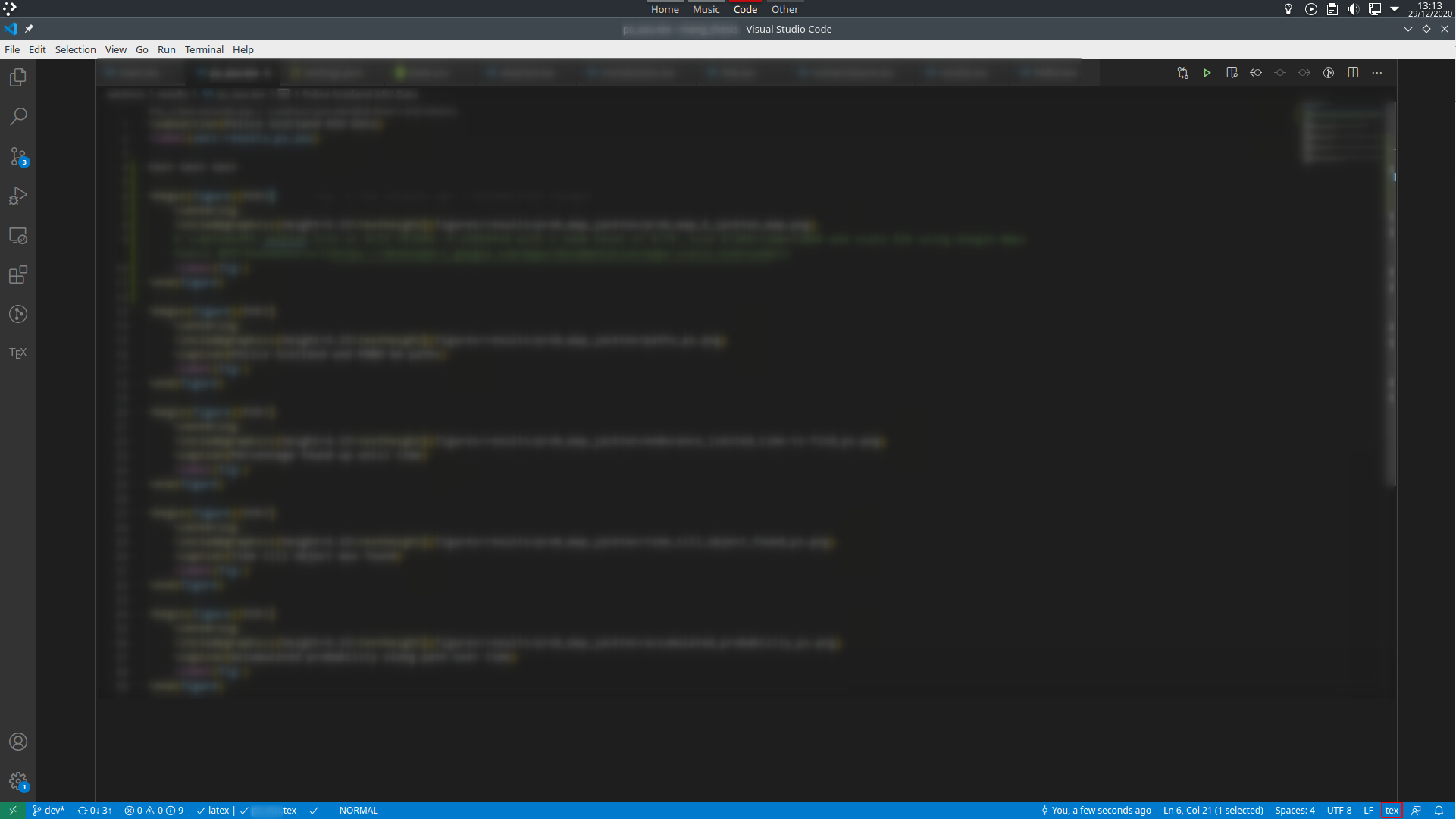 Latex language definition from multiple extensions causes less-well ...