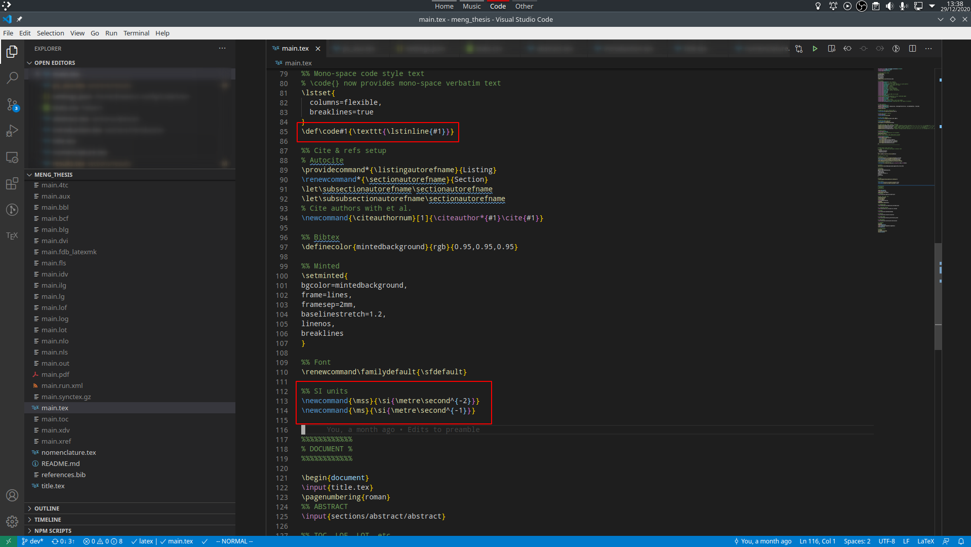Latex language definition from multiple extensions causes less-well ...